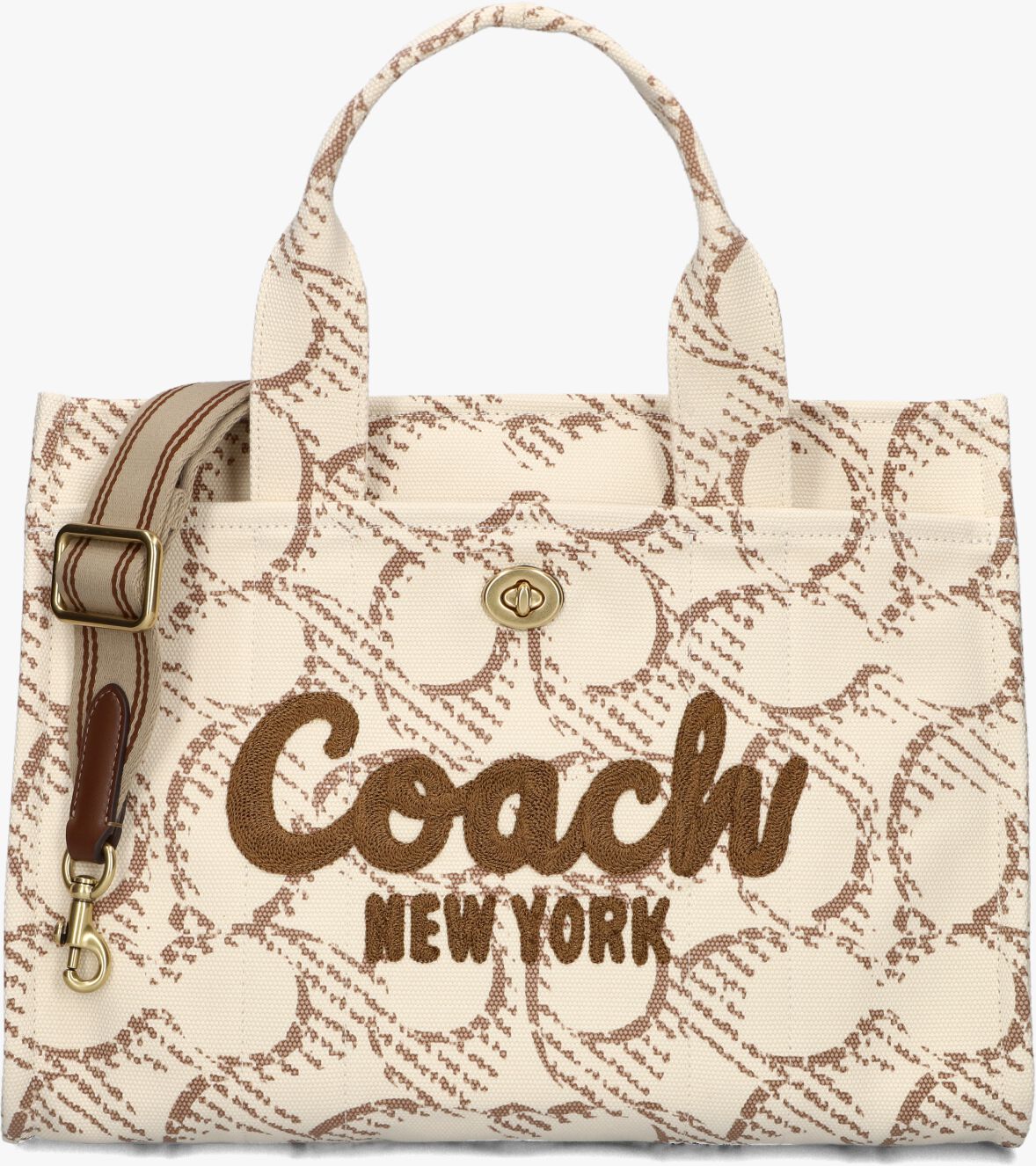 Beige COACH Handtas MAXI SIGNATURE CANVAS CARGO TOTE | Assem