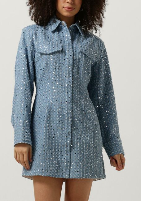 Lichtblauwe SECOND FEMALE Mini jurk LEMARA DRESS | Assem