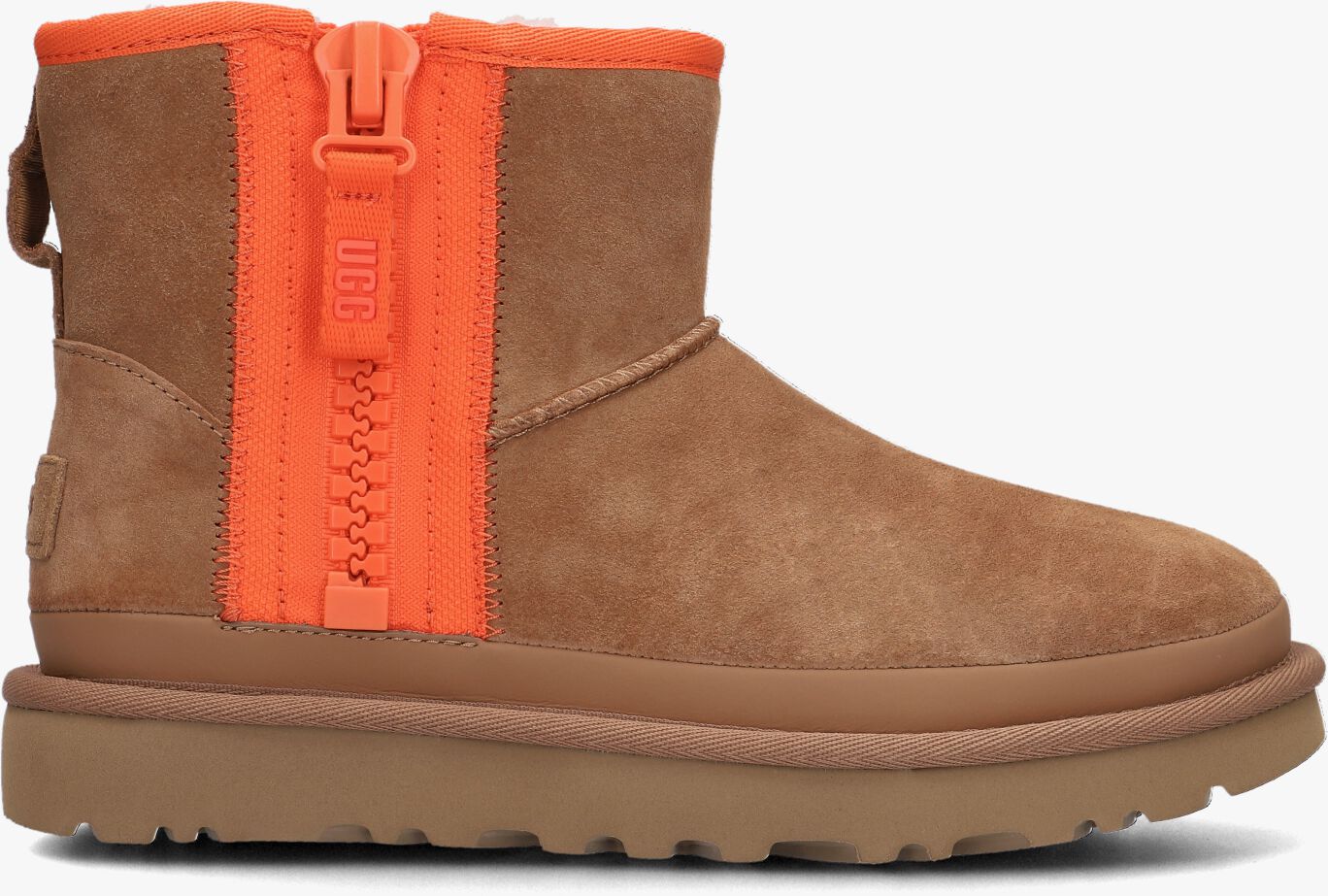 Camel UGG Vachtlaarzen CLASSIC MINI ZIPPER TAPE LOGO | Assem