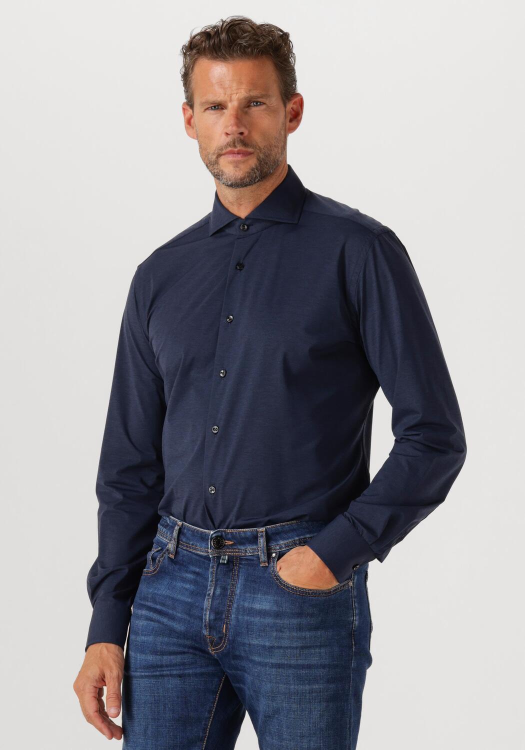 Donkerblauwe XACUS Klassieke overhemden ACTIVE SHIRT 520ML | Assem