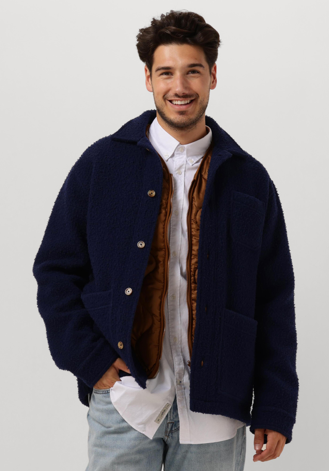 Donkerblauwe FORÉT Jack STAY WOOL OVERSHIRT | Assem