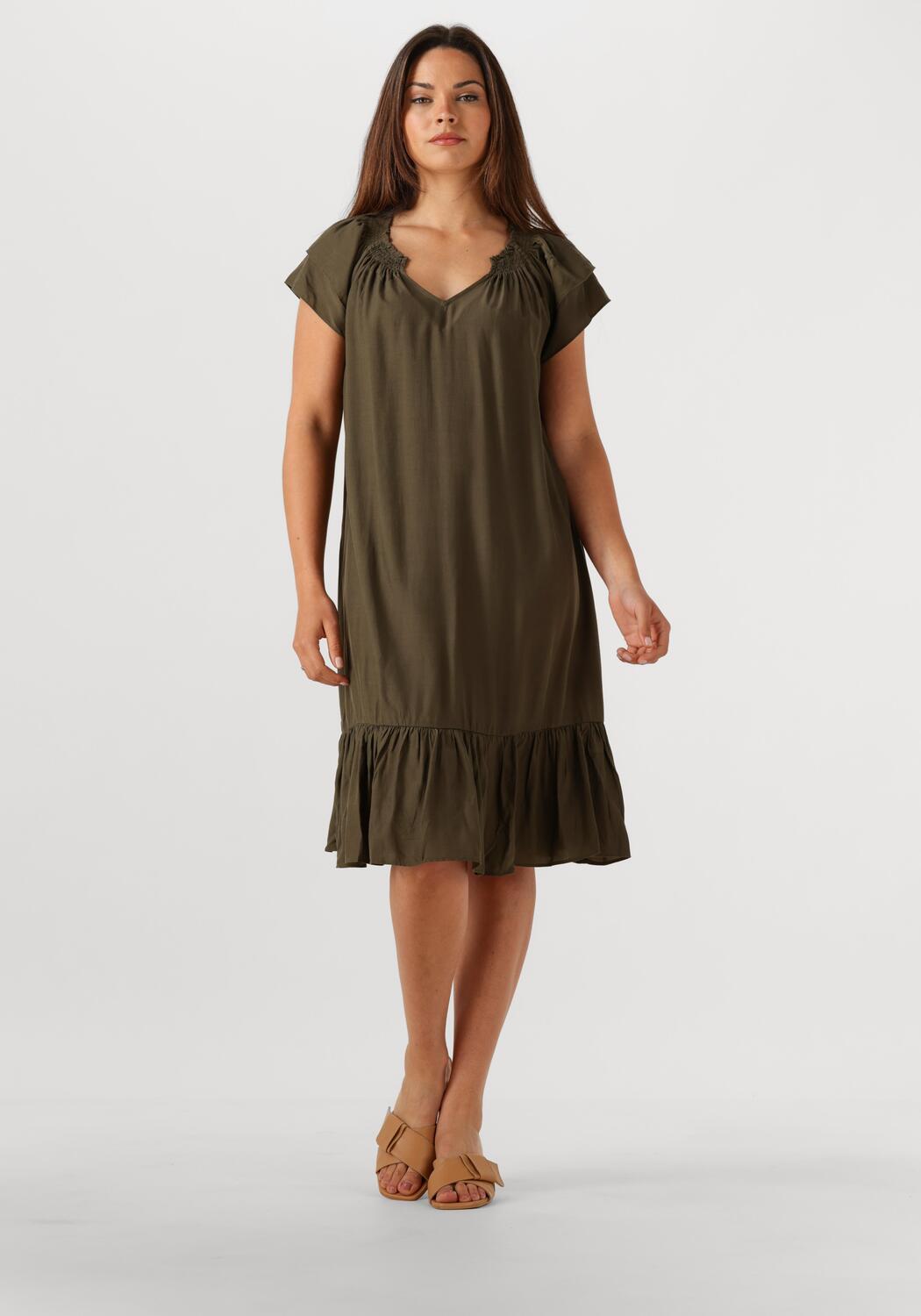 Olijf CO'COUTURE Mini jurk SUNRISE CROPPED DRESS | Assem