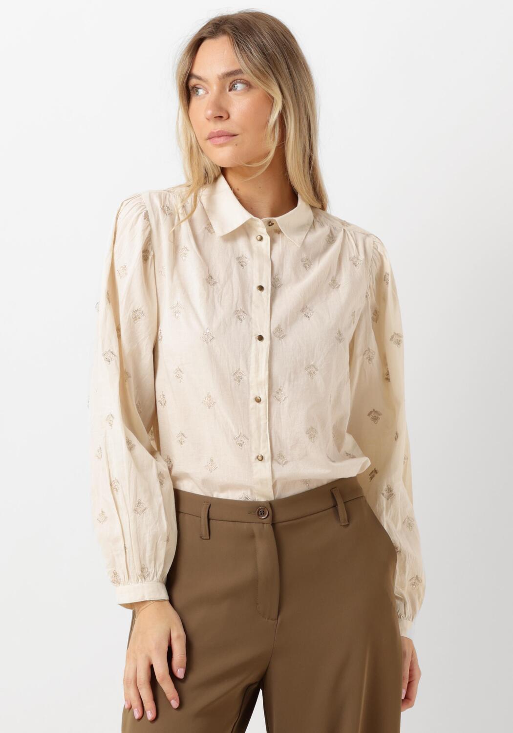 Witte SUMMUM Blouses BLOUSE SCATTERED EMBRO SOLID | Assem
