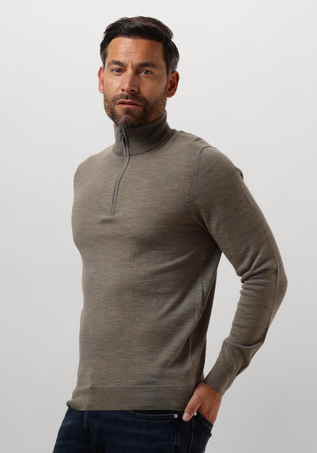Groene PROFUOMO Trui PULLOVER HALF ZIP | Assem