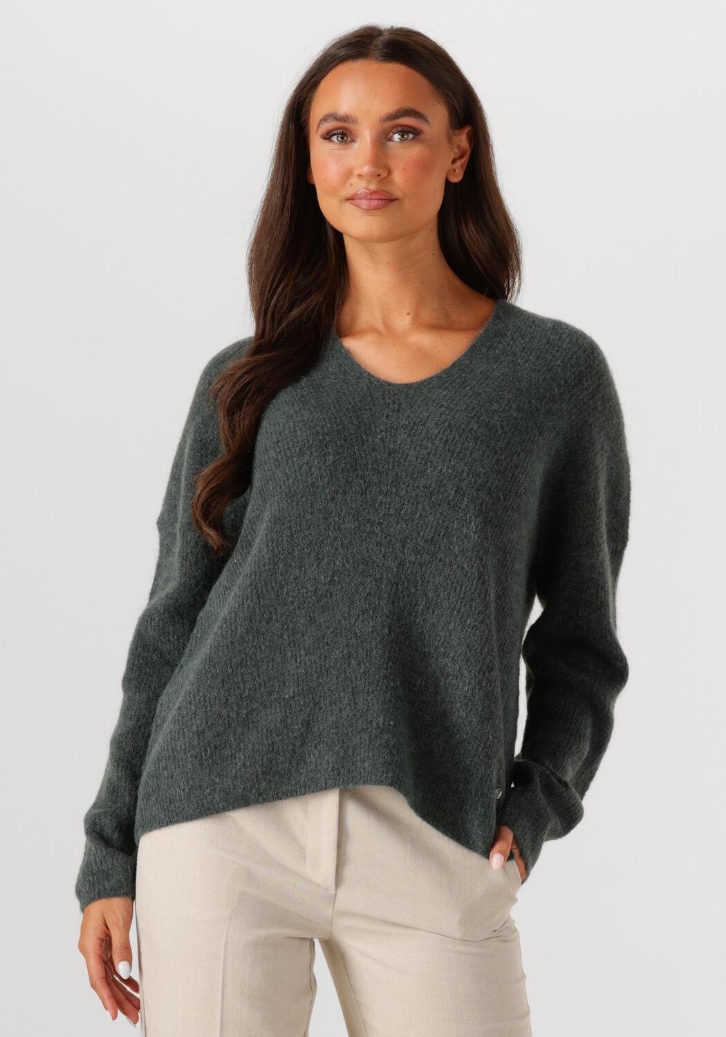 Groene MOS MOSH Trui MMTHORA V-NECK KNIT | Assem