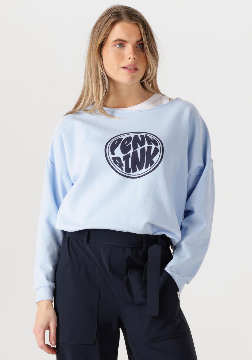 Lichtblauwe PENN & INK Sweater SWEATER PRINT | Assem