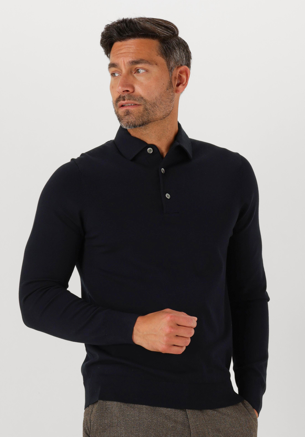 Donkerblauwe PROFUOMO Trui POLO ONEPIECE LUXURY BASIC | Assem