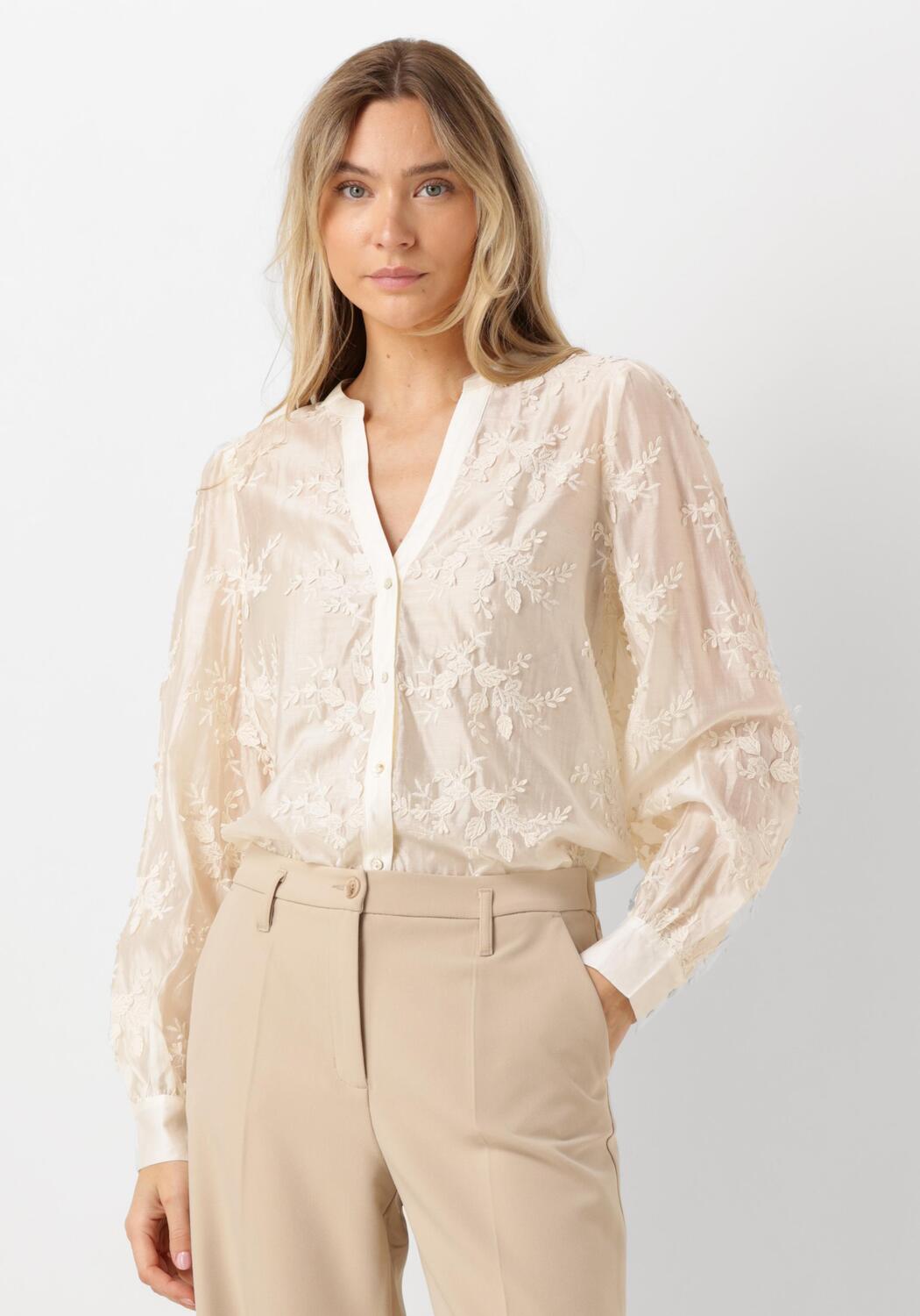 Witte SUMMUM Blouses BLOUSE FLOWER LACE | Assem