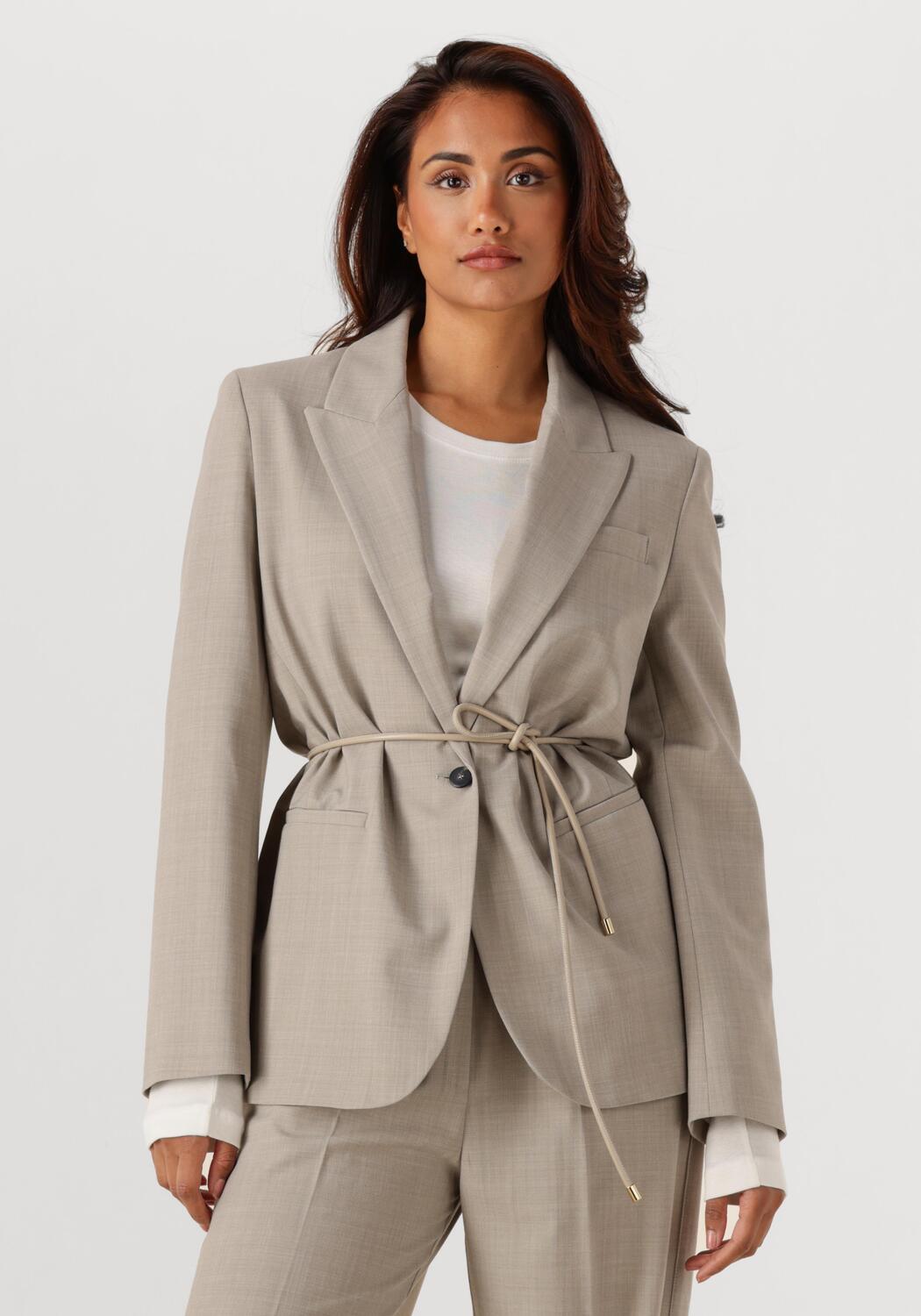 Beige FORTE FORTE Blazer WOOL BLEND CANVAS BELTED MASCULINE JACKET | Assem