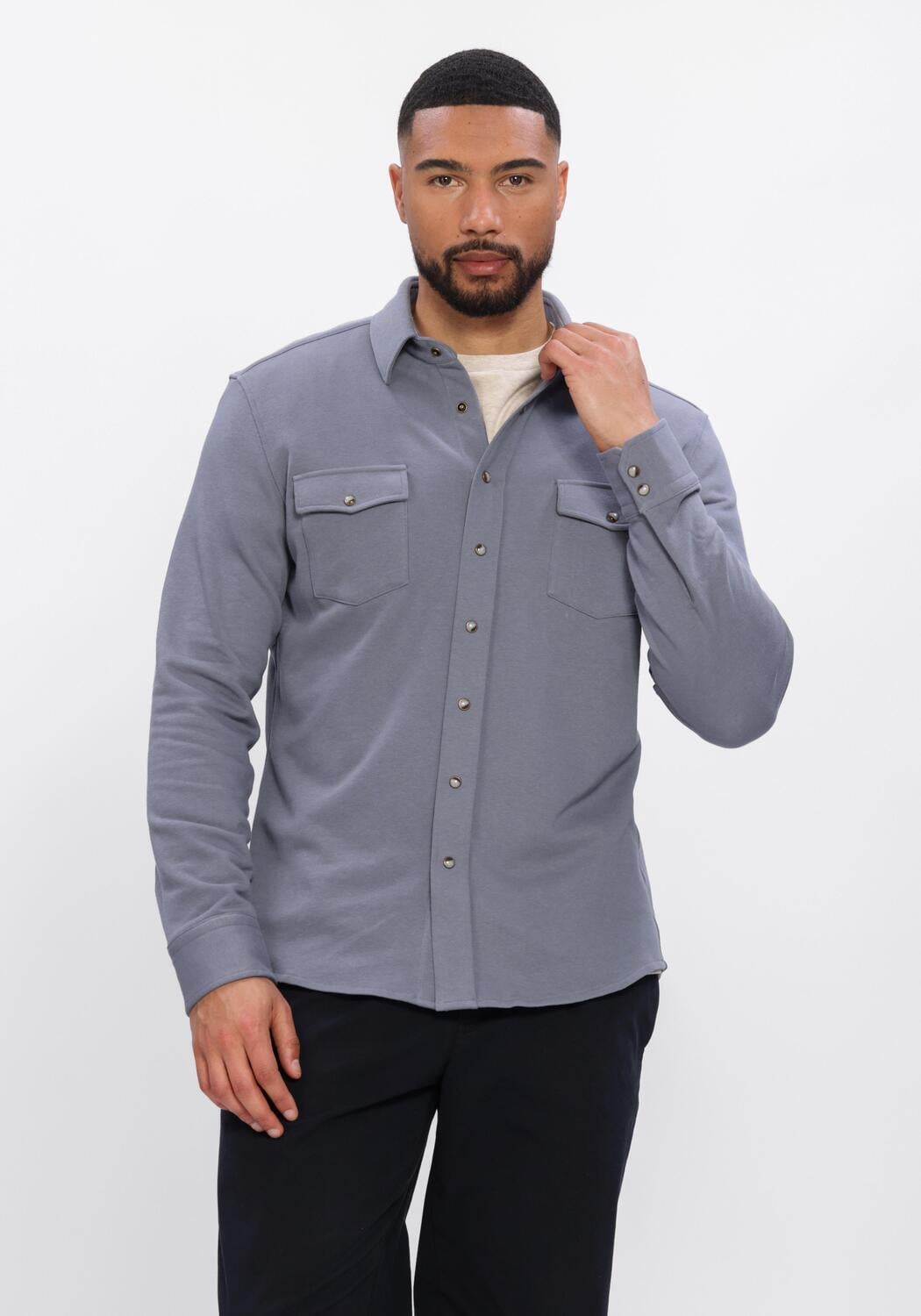 Blauwe PROFUOMO Casual overhemd OVERSHIRT WESTERN | Assem