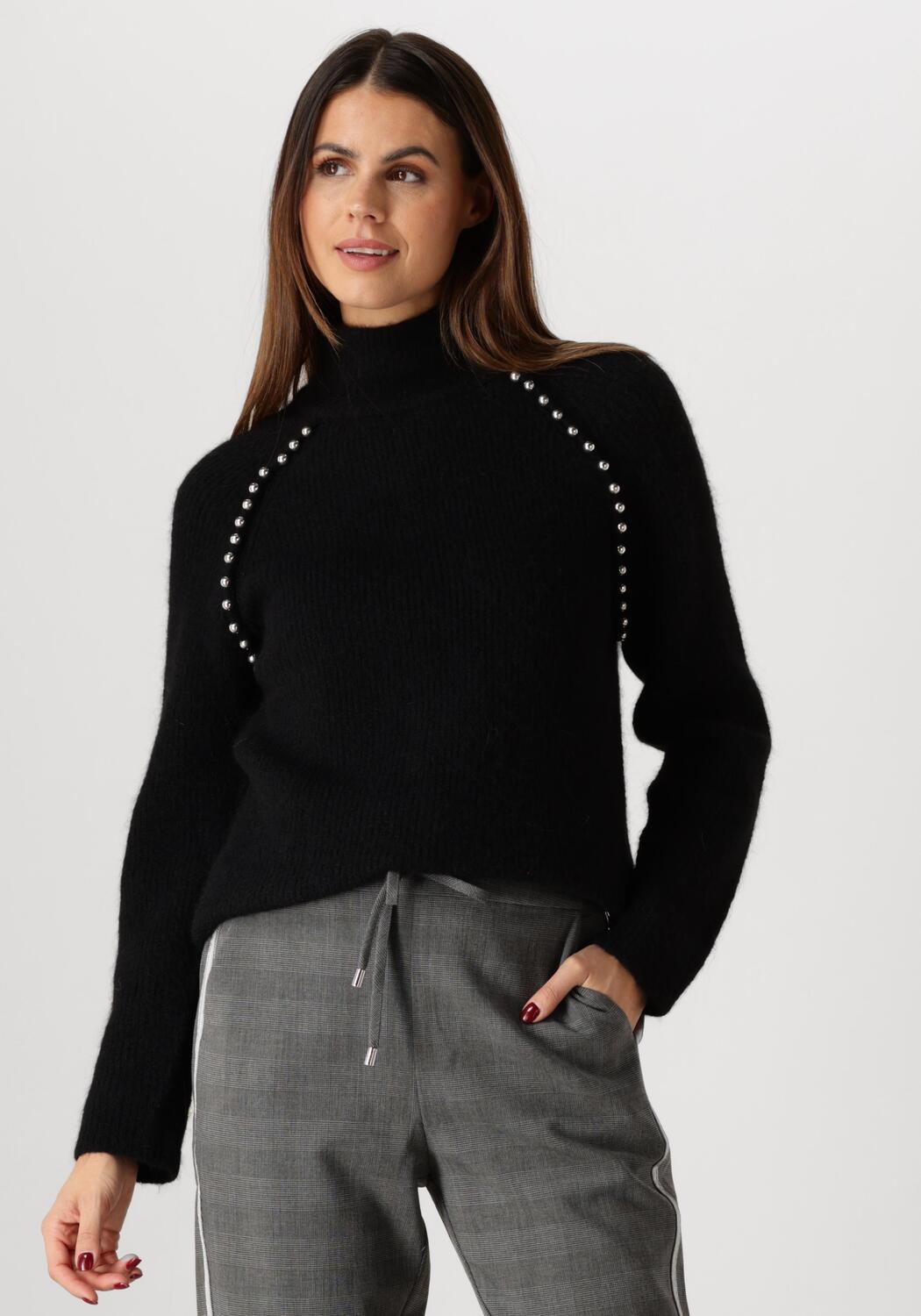 Zwarte MOS MOSH Trui ZORA BEAD HIGHNECK KNIT | Assem