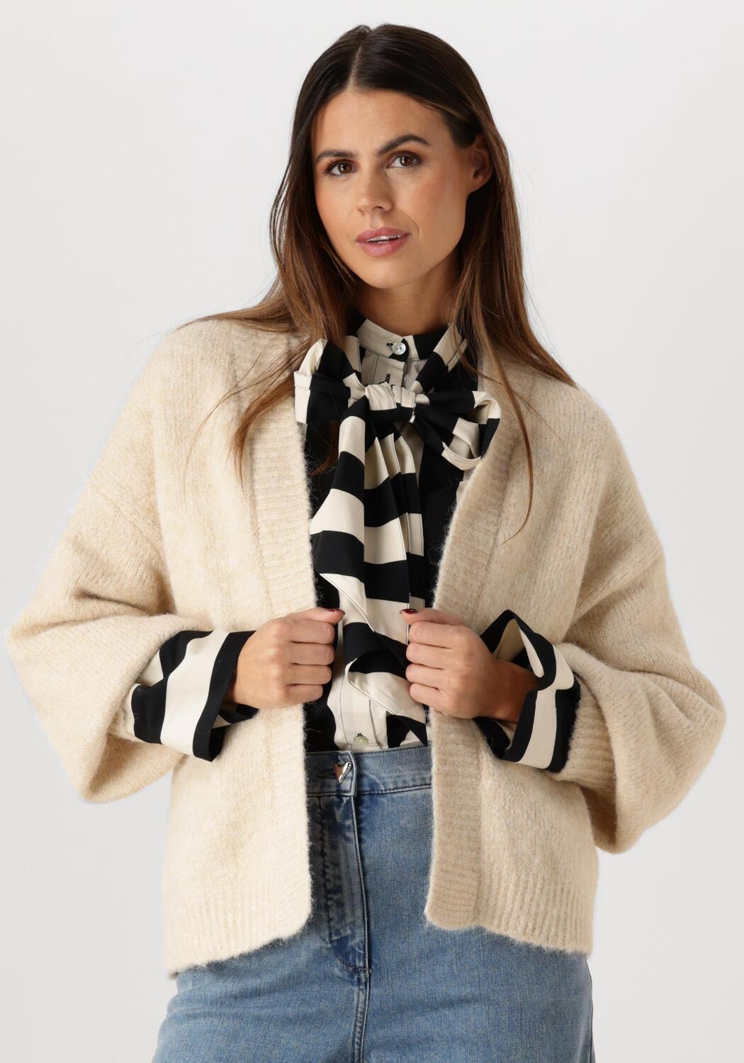 Beige SUMMUM Vest PUFF SLEEVE CARDIGAN COZY MELANGE KNIT | Assem