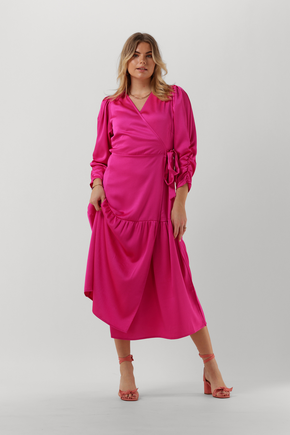 Fuchsia CO'COUTURE Midi jurk MIRA WRAP DRESS | Assem