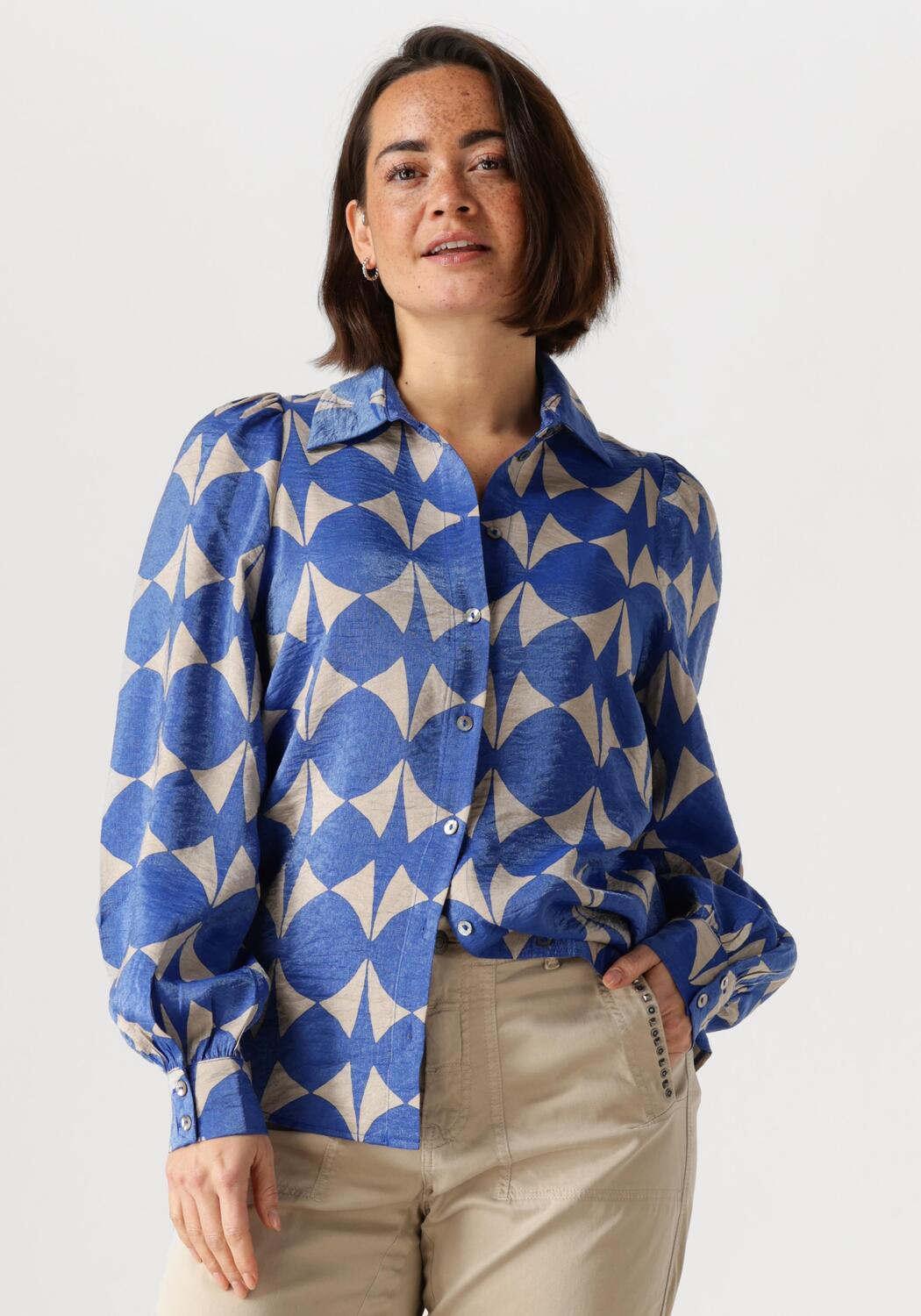 Blauwe SUMMUM Blouses BLOUSE TWO TONE PRINT | Assem