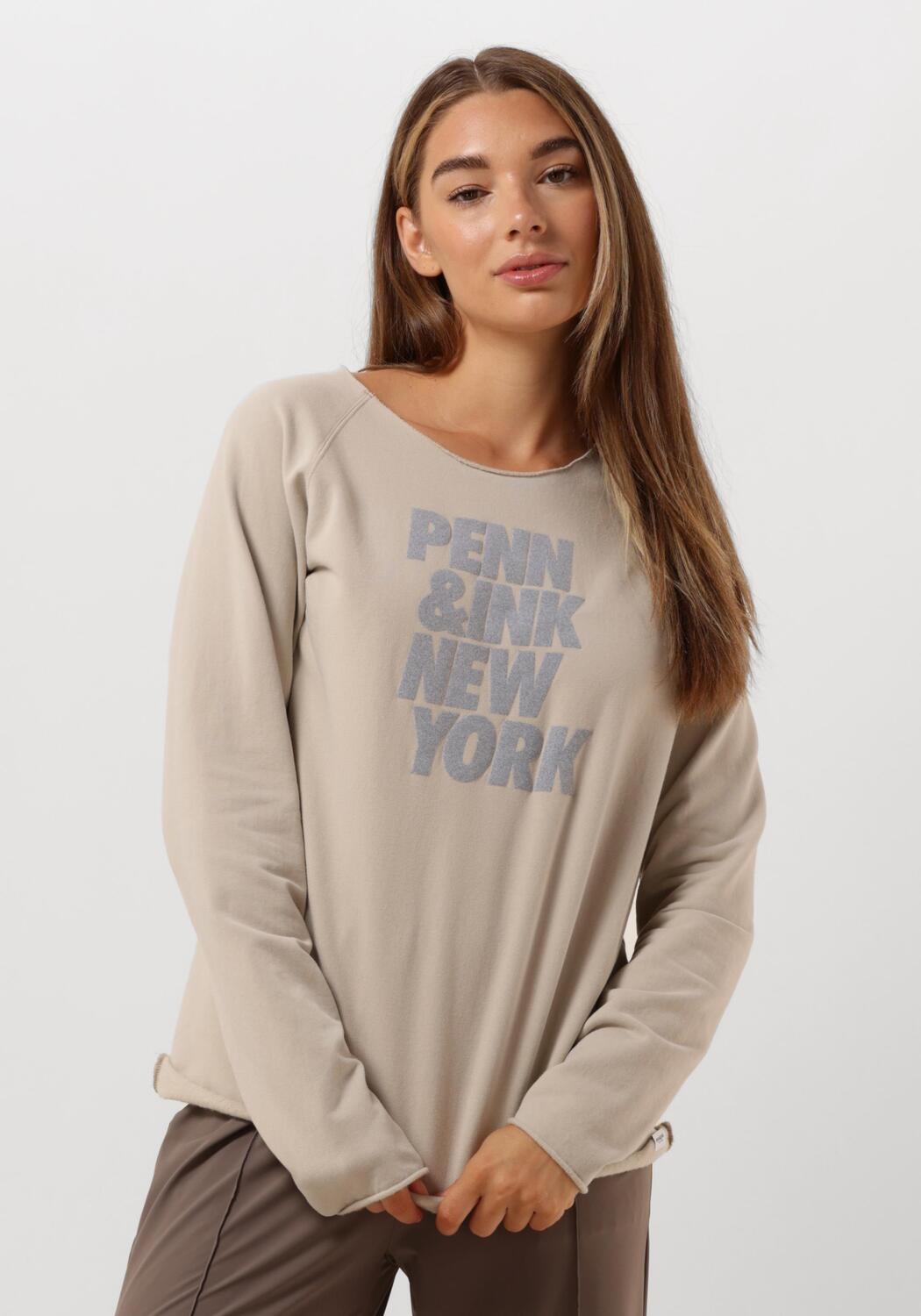 Beige PENN & INK Trui 513 SWEATER PRINT | Assem